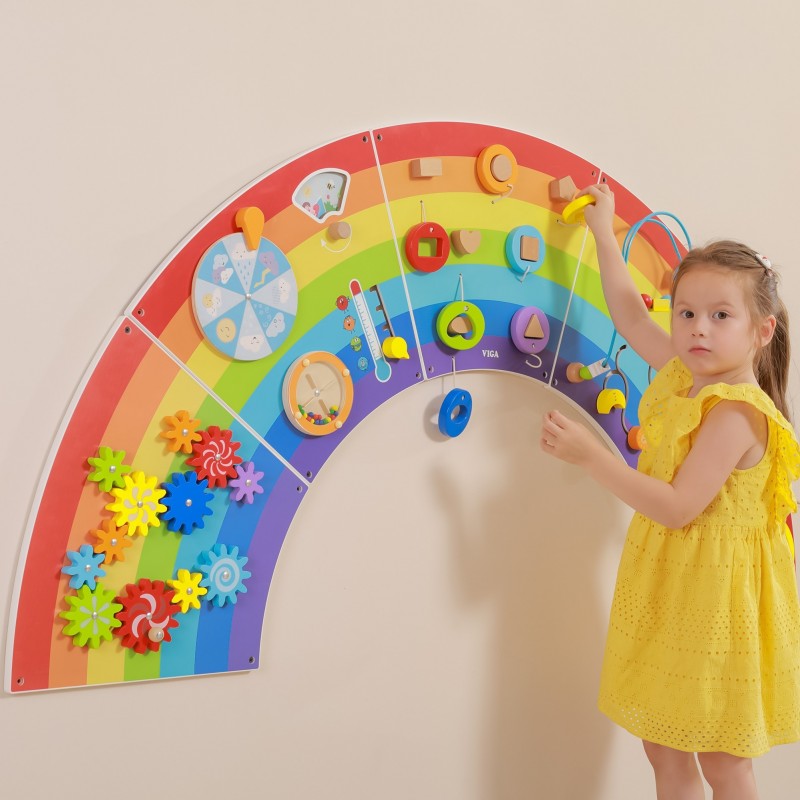 VIGA Wooden Sensory and Manipulation Board EDU Rainbow FSC Certificate