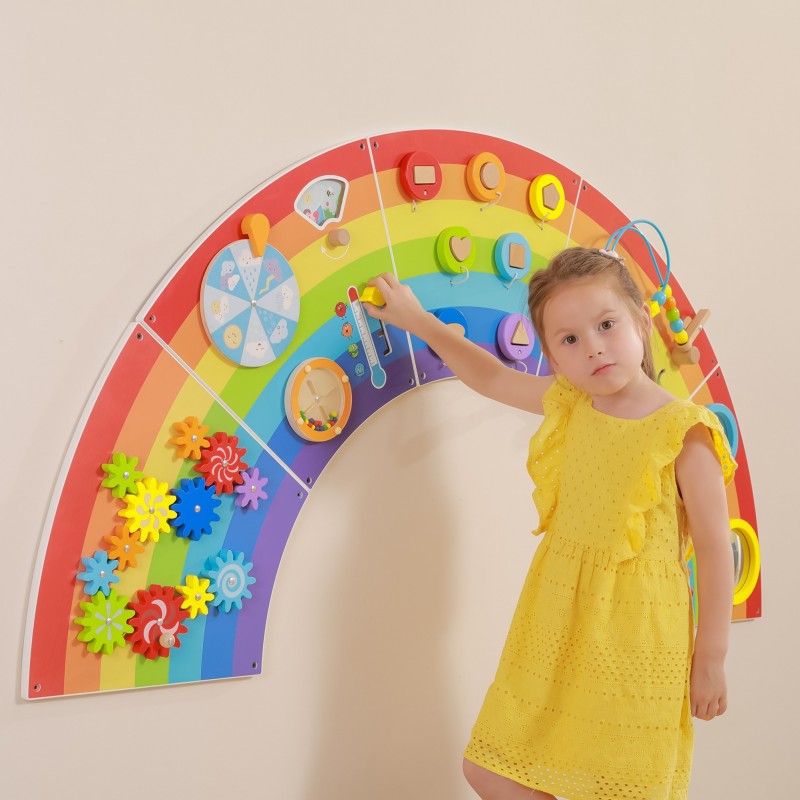 VIGA Wooden Sensory and Manipulation Board EDU Rainbow FSC Certificate