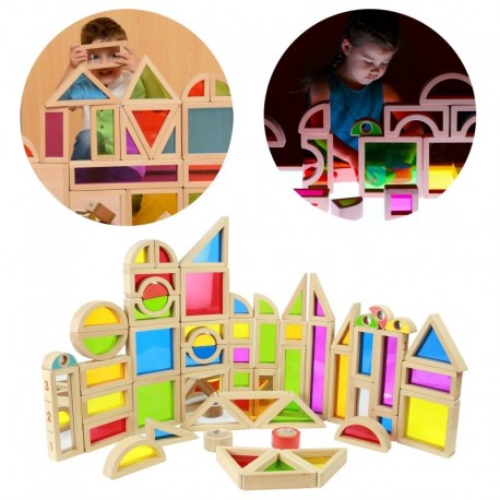 Rainbow Blocks Set 58 Pieces Colorful Masterkidz Acrylic Slides