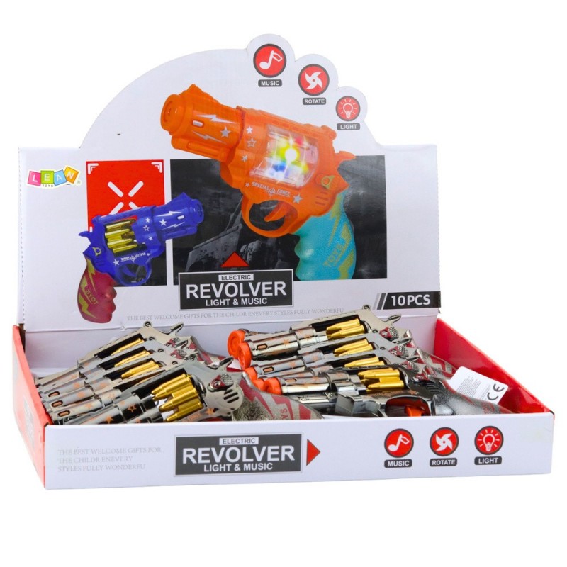 Toy Gun Revolver Rotary Magazine Lights Sounds