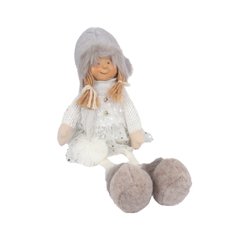 Istuv tüdruk MIA, hall / valge, H37cm