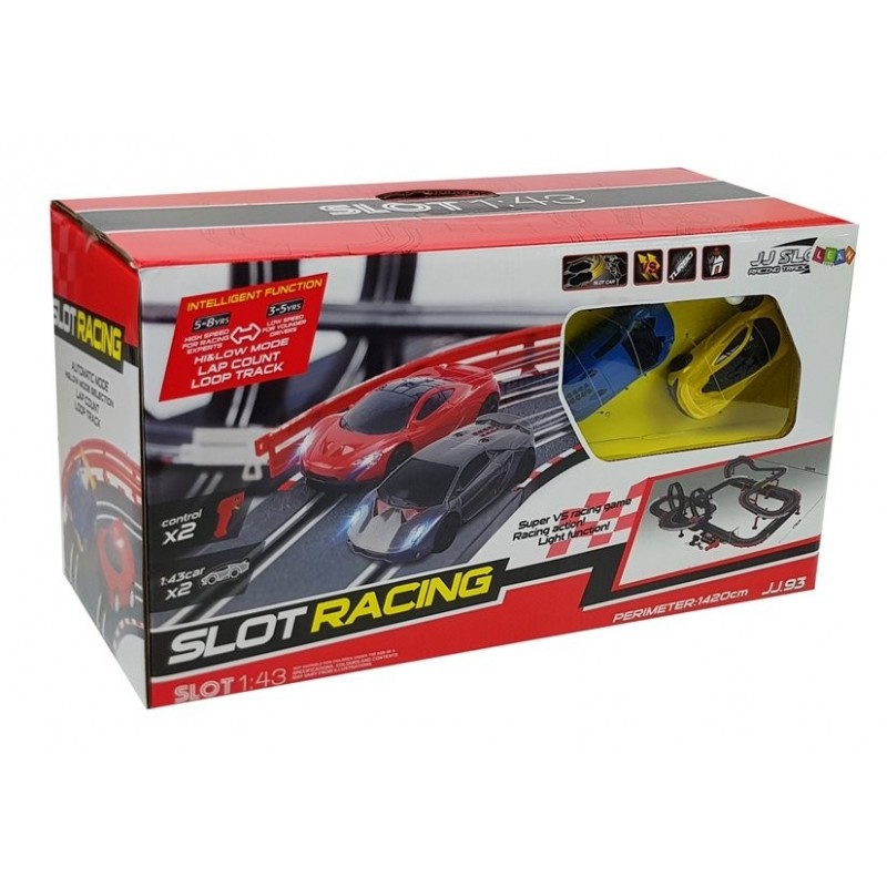 Tor Wyścigowy z Samochodzikami 2 Autka 1420 cm Turbo 1:43 Kontrolery