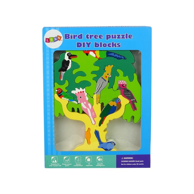 Wooden Tree Birds Parrots DIY Wooden Puzzle Blocks