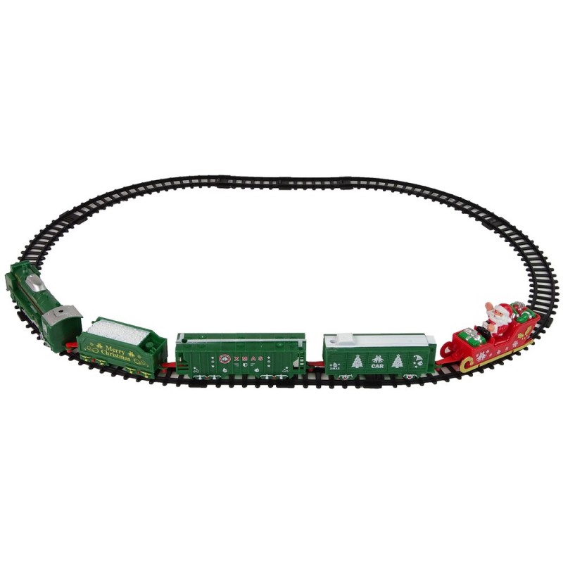 Christmas Train Locomotive Tracks Santa Claus Lights